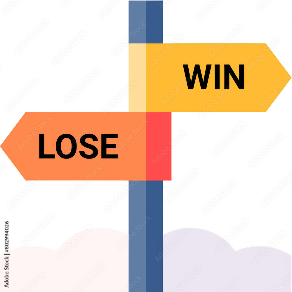 Win, Lose - signpost with two arrows, isolated on transparent ...