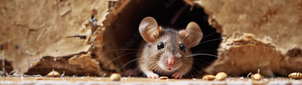 mouse in a hole in a wall representing the infestation of real estate ...