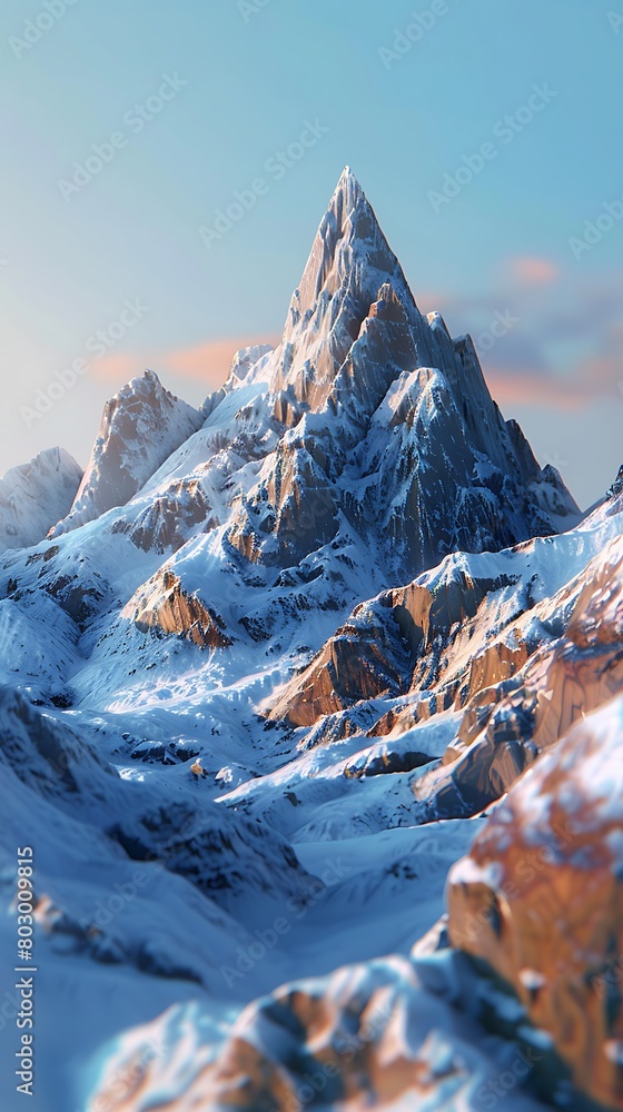 Realistic Andes Mountain: Detailed 3D Cartoon Rendering with Side View ...