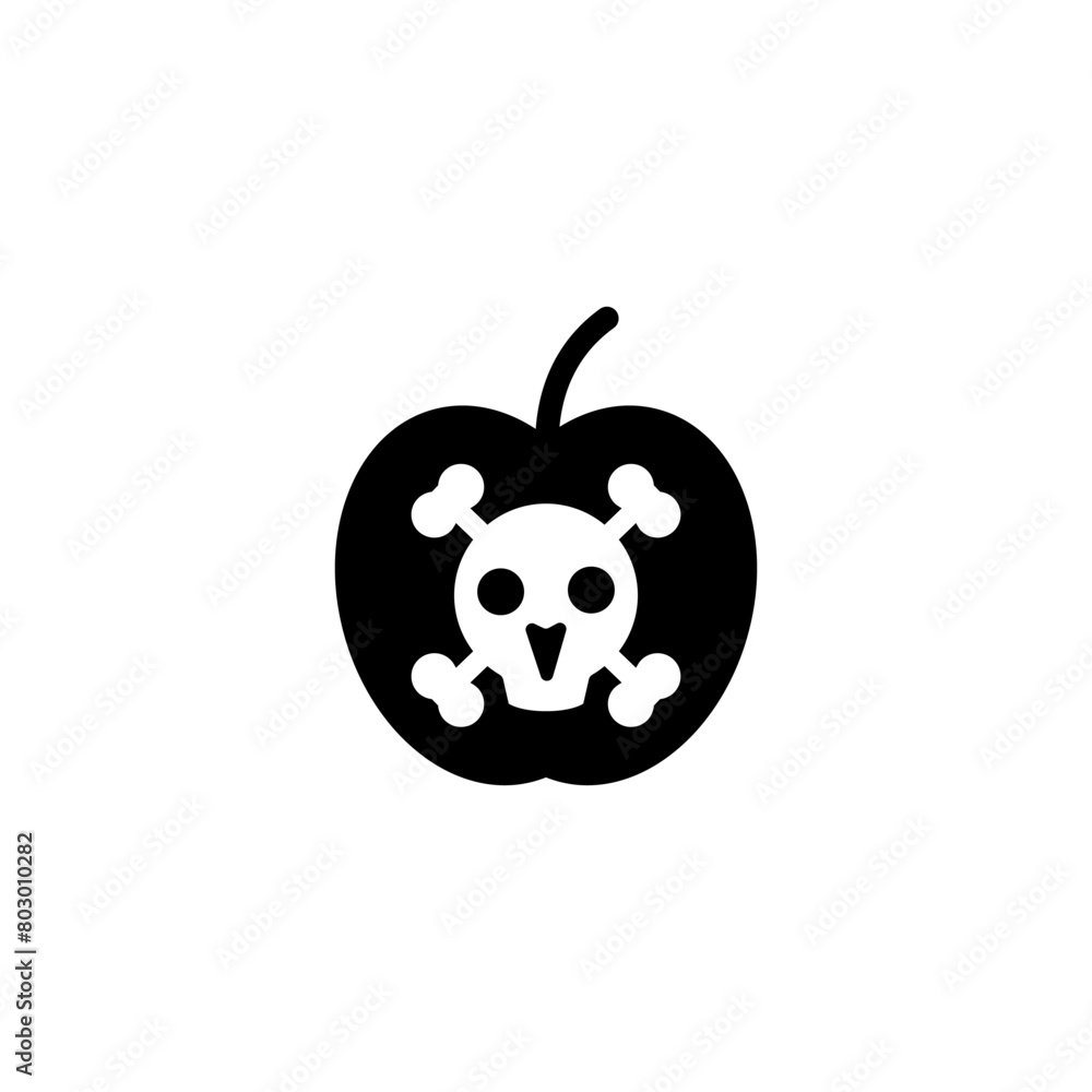 Apple with a skull and bones inside. Poison apple and fruit. The sign ...