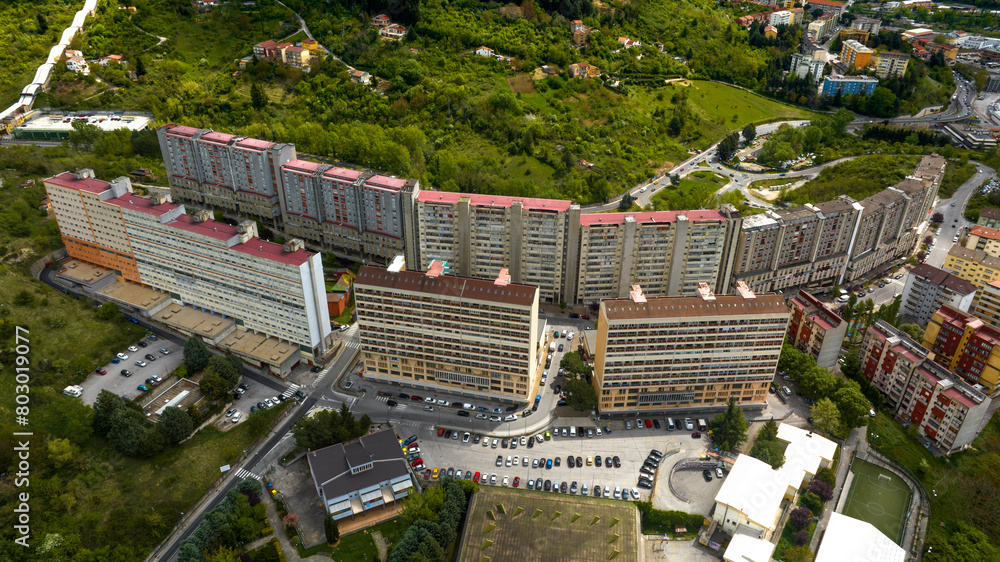 Aerial view of apartment complex known as "il Serpentone" (the great ...