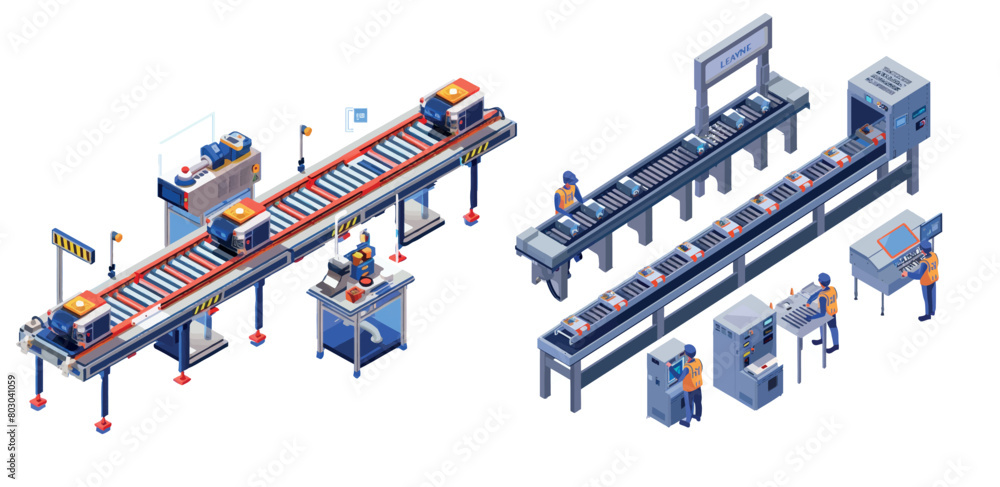 Modern illustration of factory automated conveyor line. Factory ...
