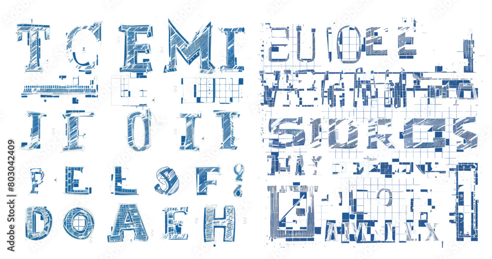 Architect or construction engineer font, architectural alphabet letters ...