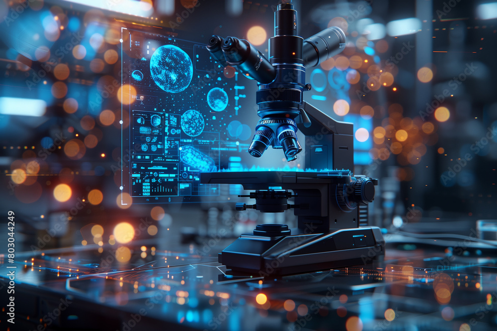 Biology, laboratory and 3D holographic overlay for science, 3d ...