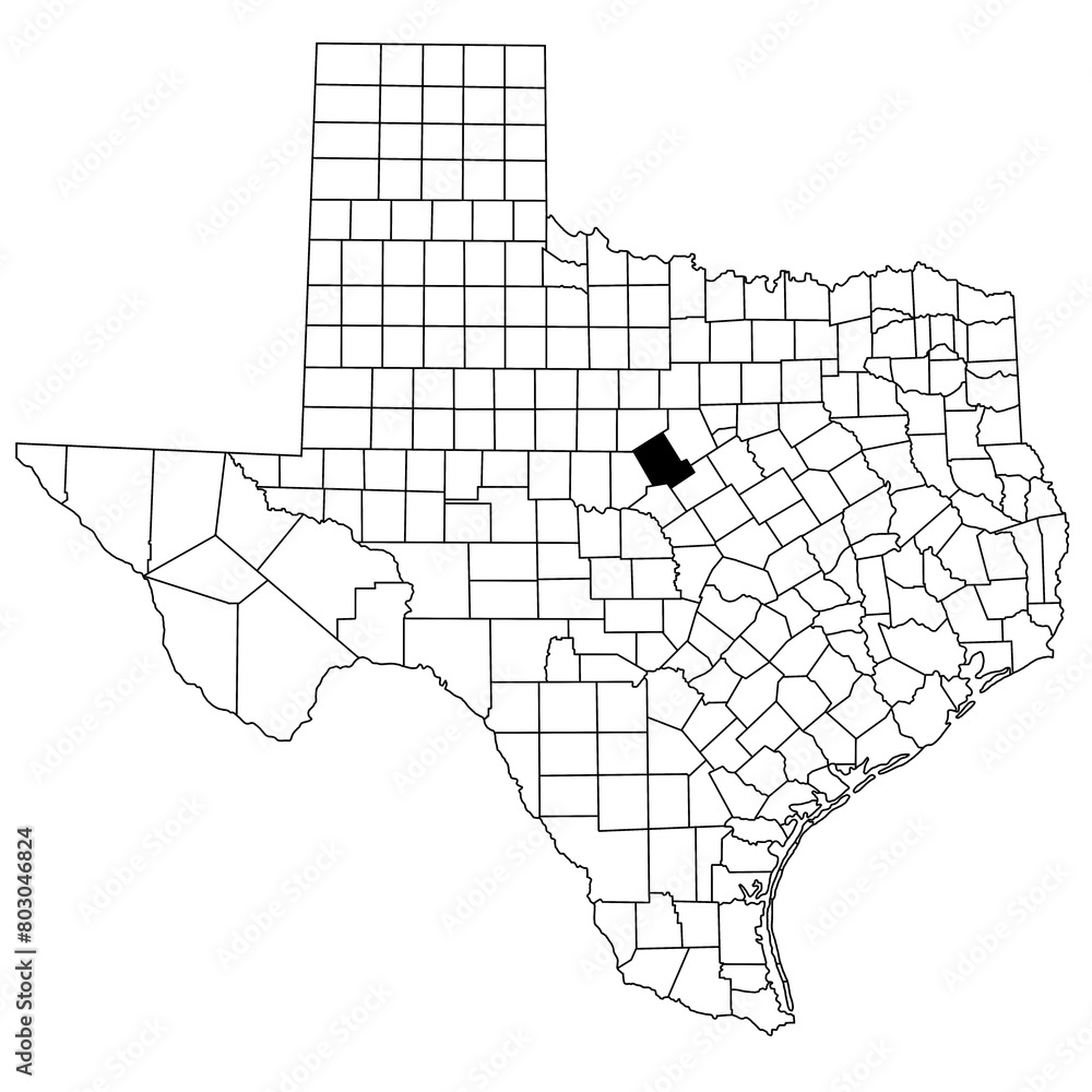 Map of Comanche County in Texas state on white background. single ...