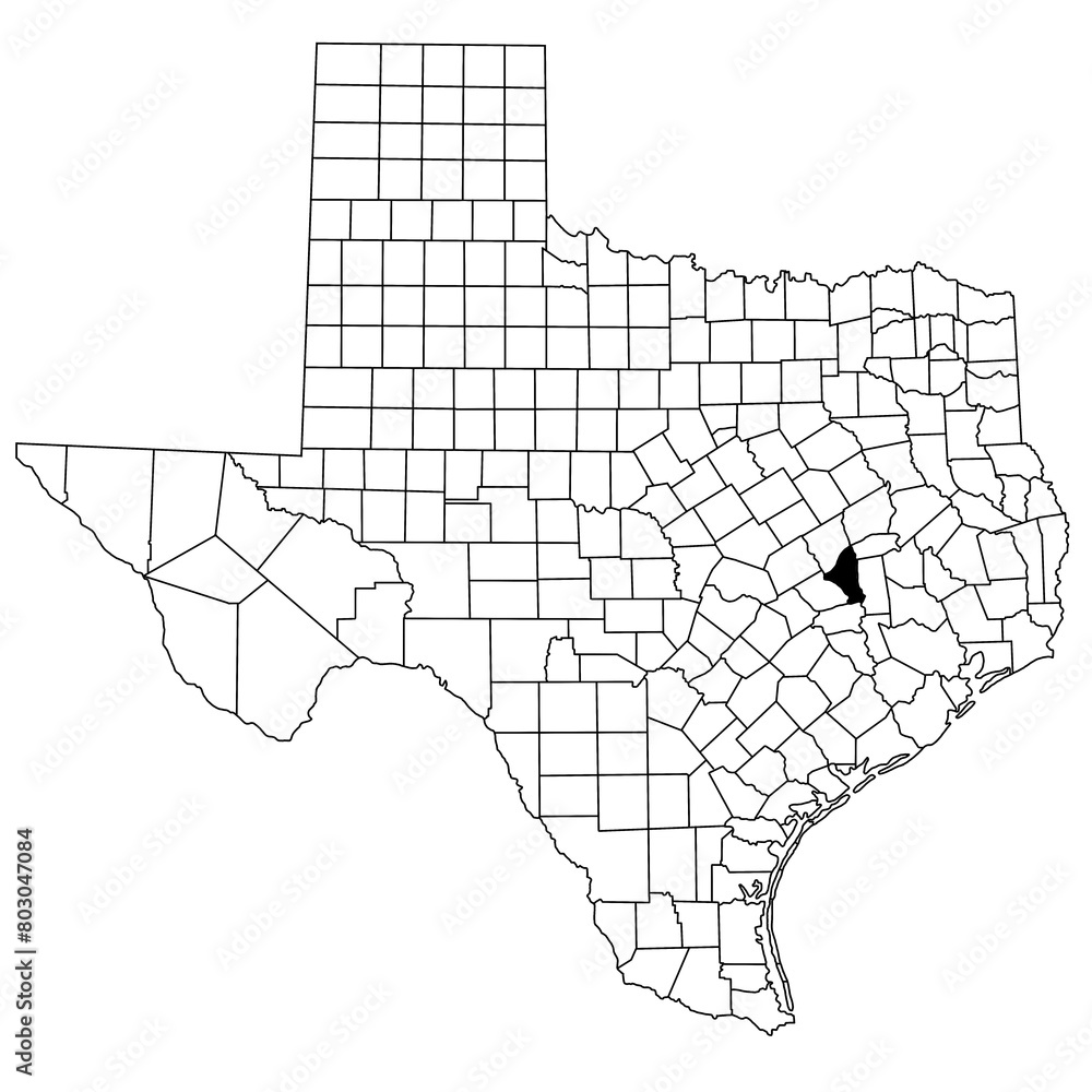 Map of Brazos County in Texas state on white background. single County ...