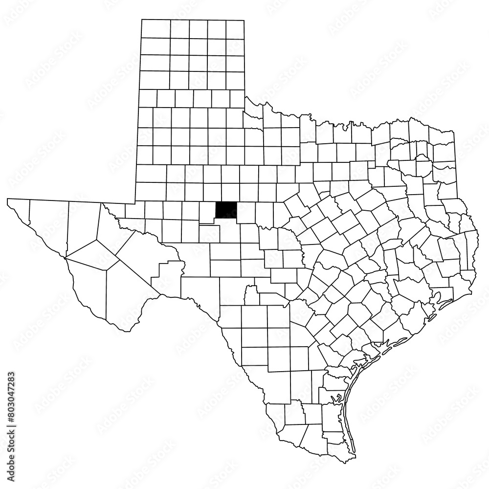 Map of Coke County in Texas state on white background. single County ...
