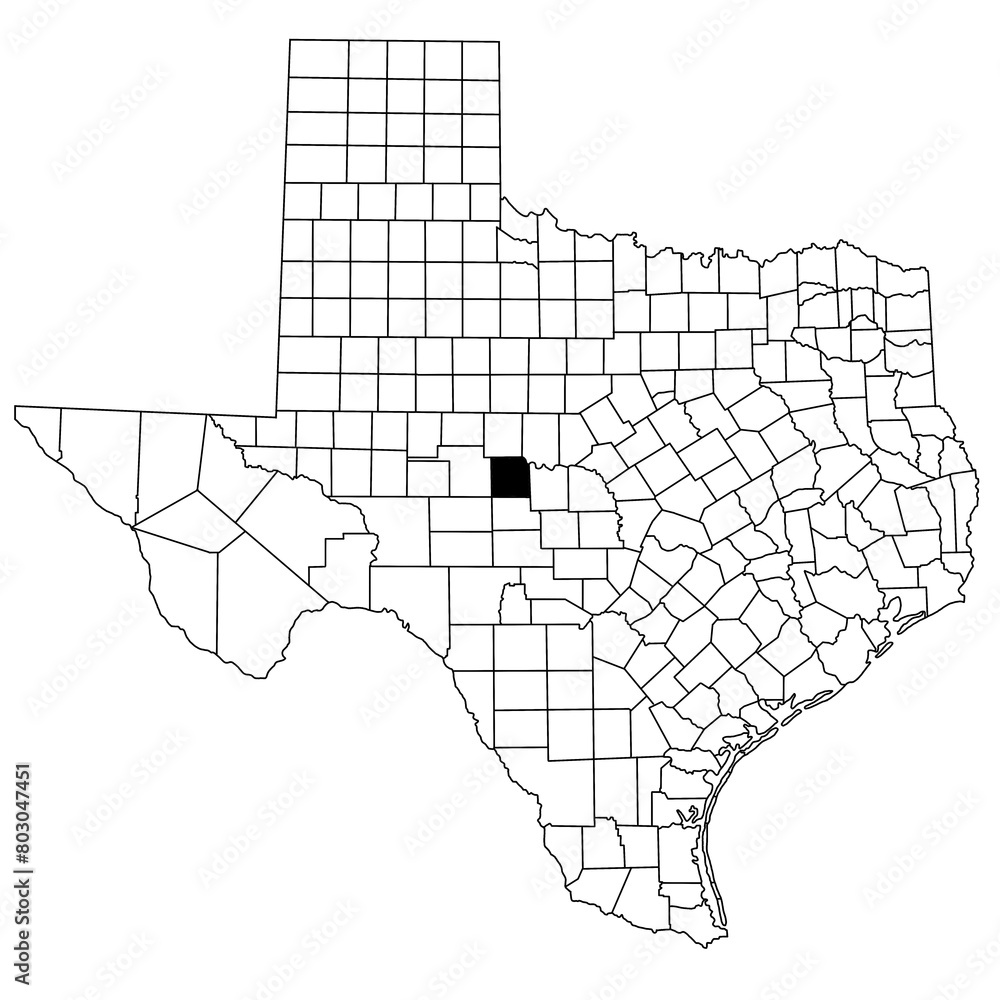 Map of Concho County in Texas state on white background. single County ...