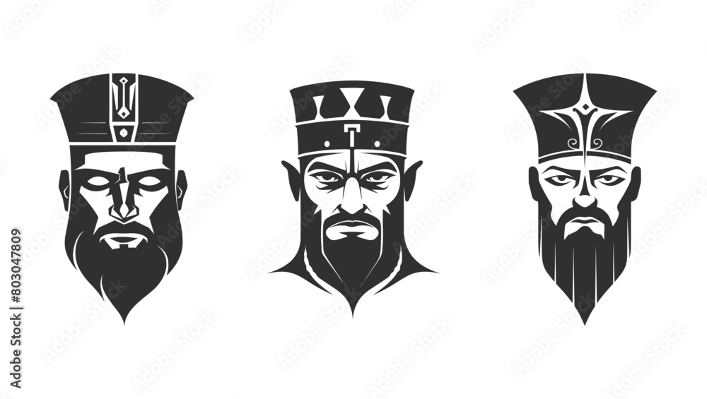 three ancient Chinese kings, simple line logo design, vector graphics ...