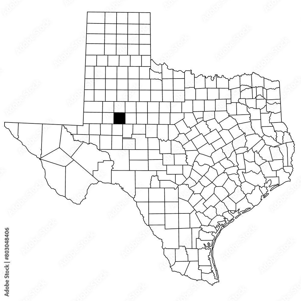 Map of Howard County in Texas state on white background. single County ...