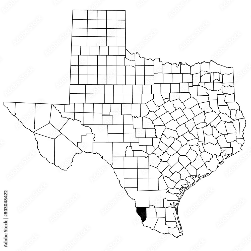 Map of Zapata County in Texas state on white background. single County ...