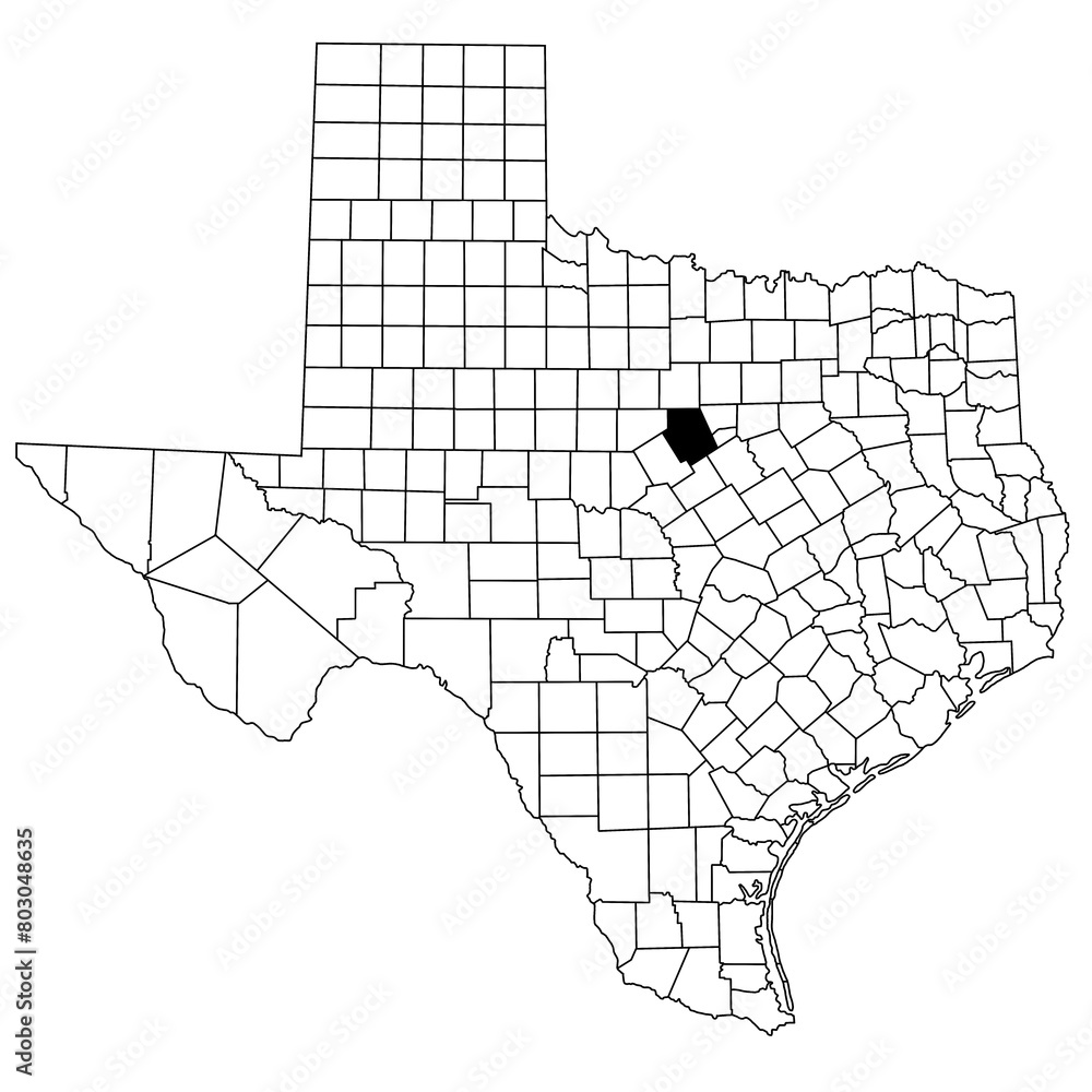 Map of erath County in Texas state on white background. single County ...