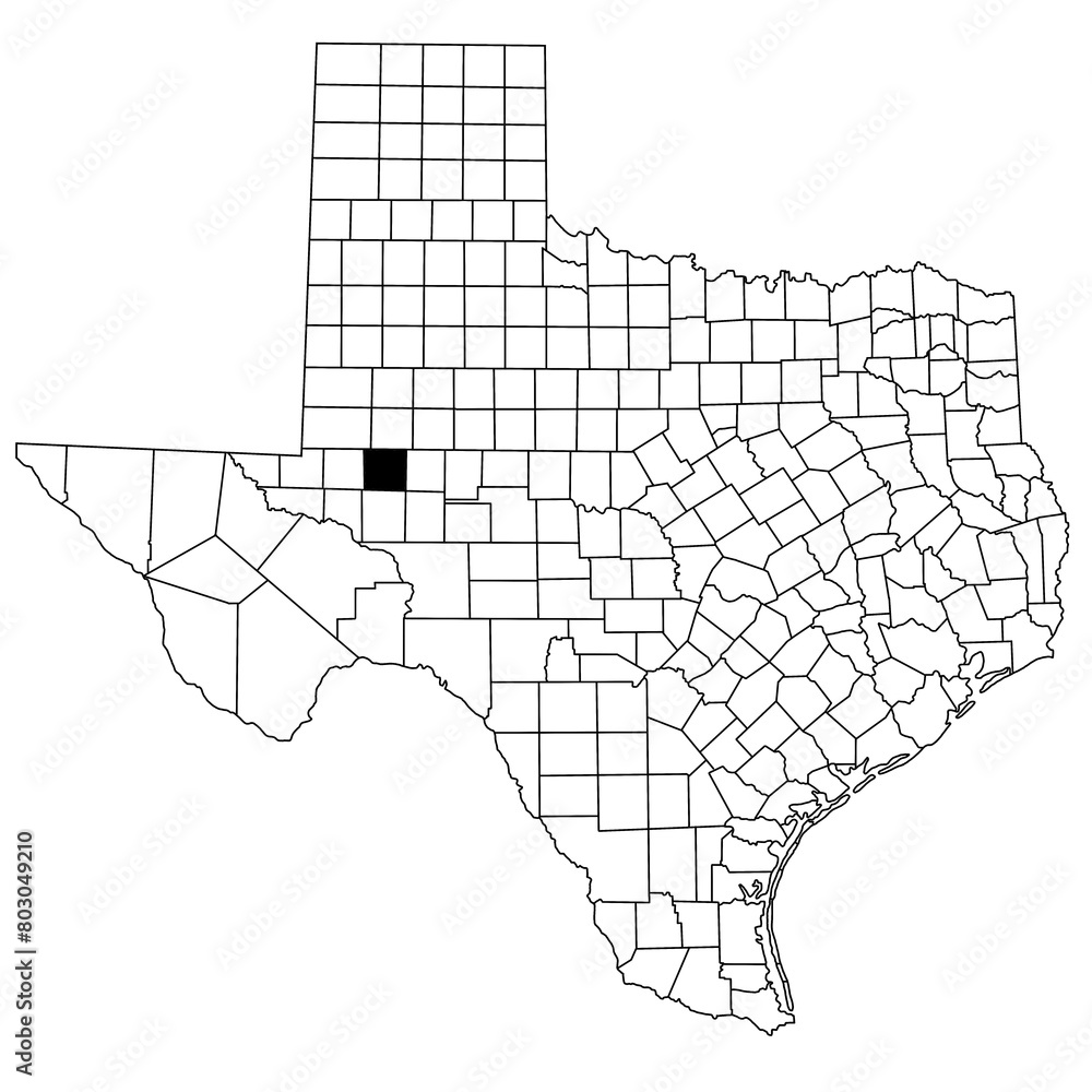 Map of midland County in Texas state on white background. single County ...