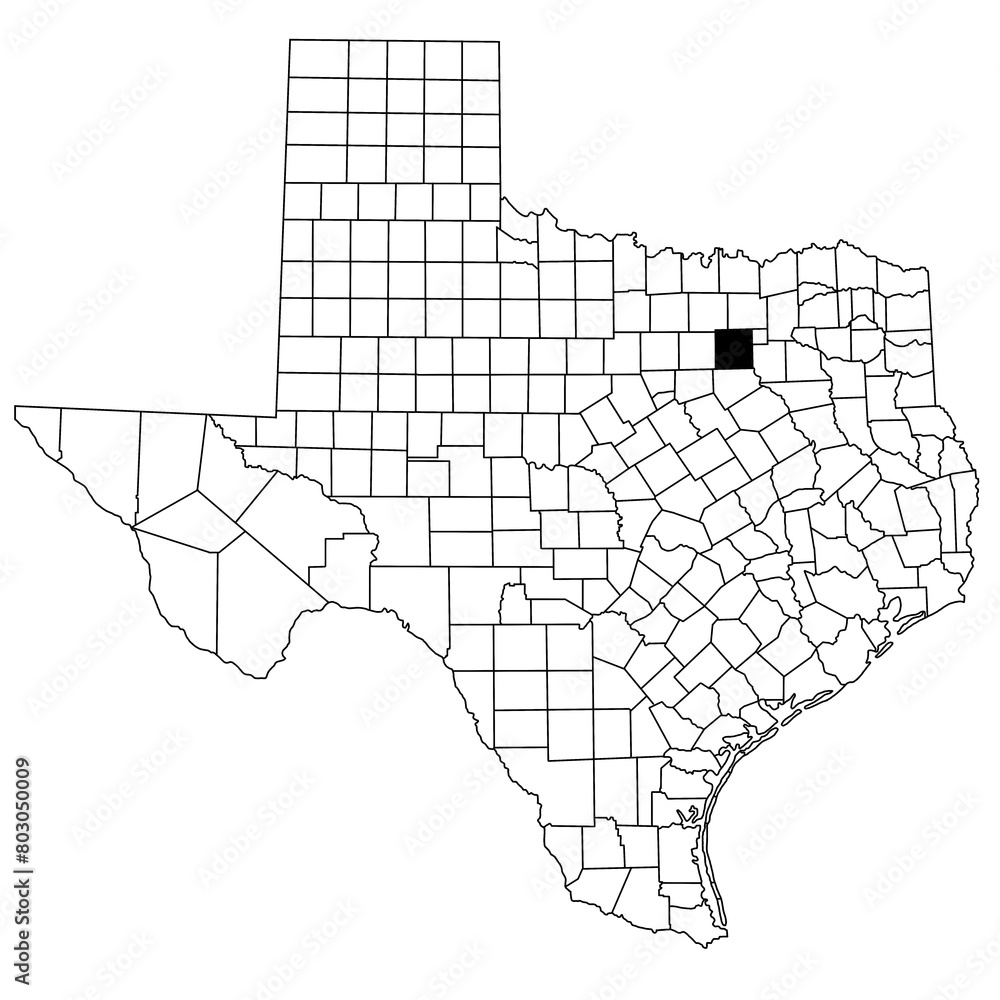 Map of Dallas County in Texas state on white background. single County ...