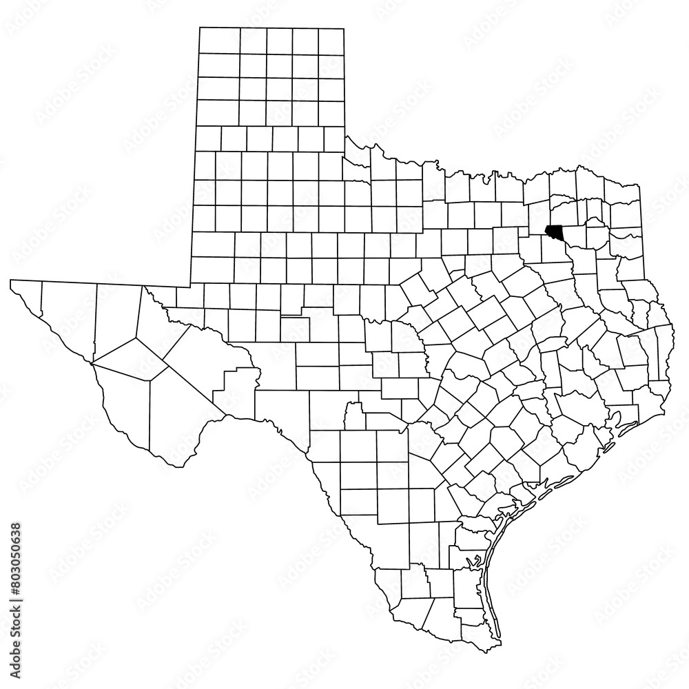 Map of rains County in Texas state on white background. single County ...