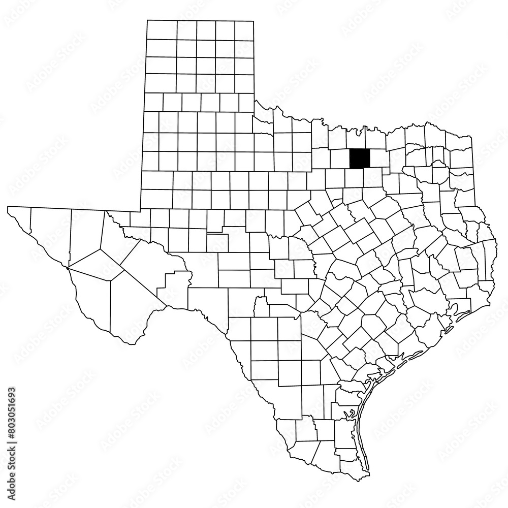 Map of Denton County in Texas state on white background. single County ...