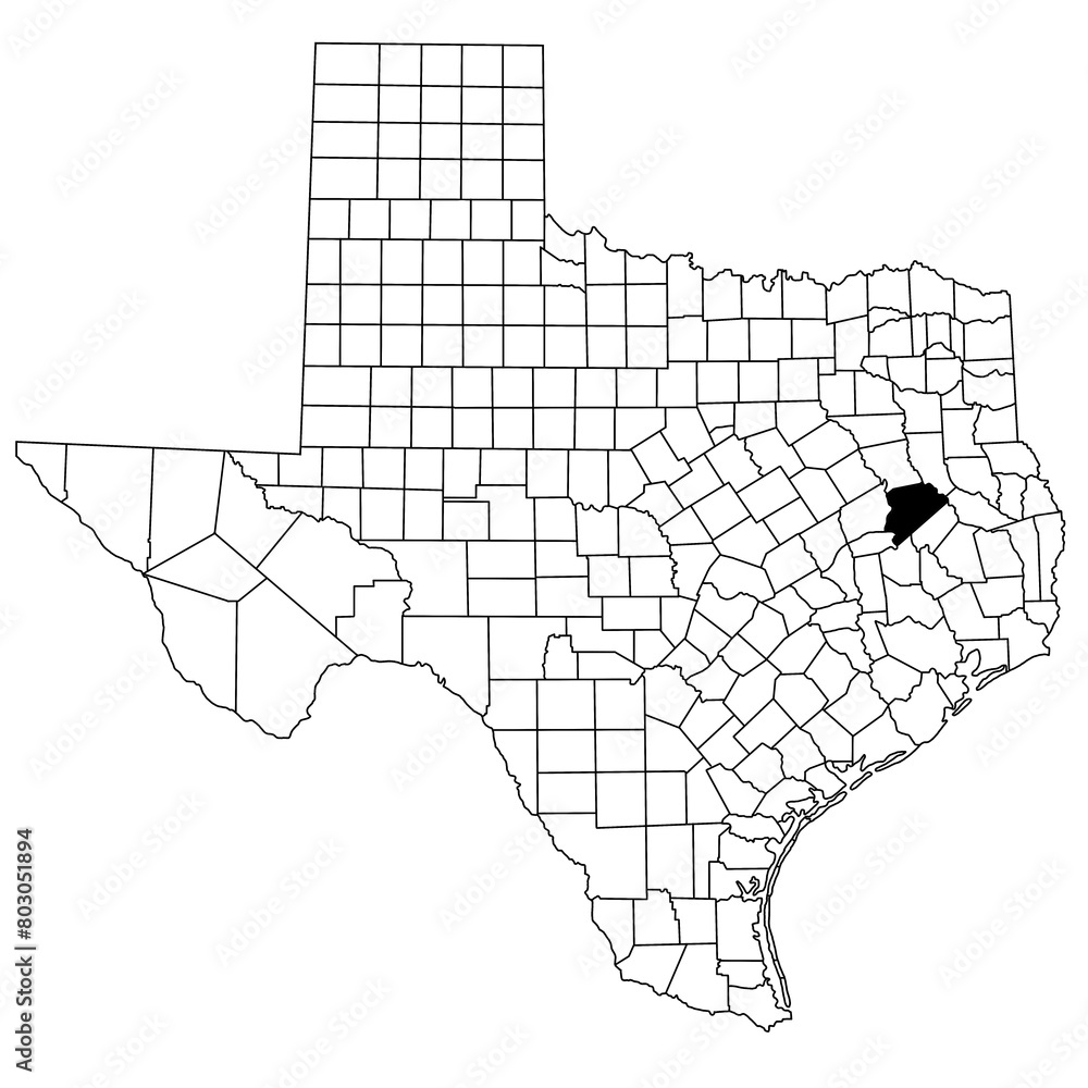 Map of Houston County in Texas state on white background. single County ...