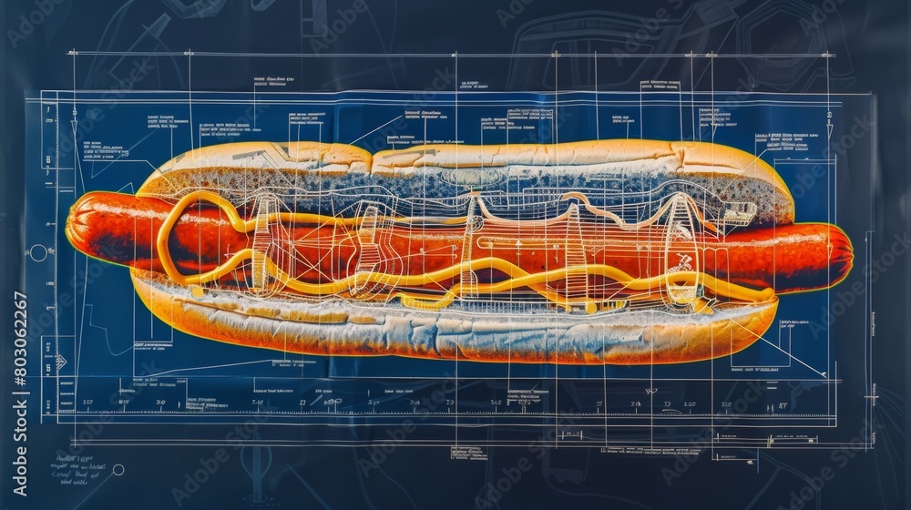 Illustrative representation of a hot dog with a transparent view ...