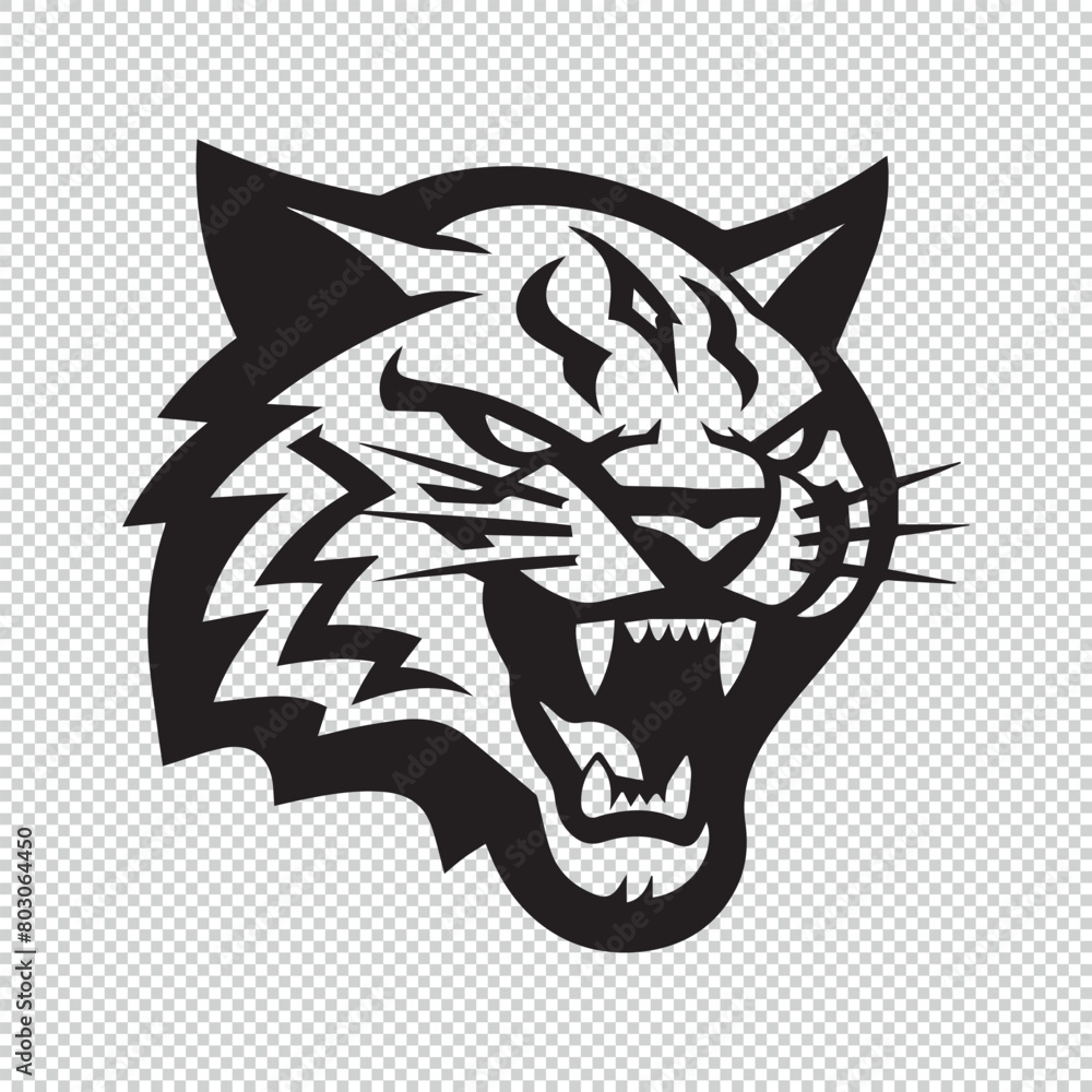 Black bobcat mascot logo icon on transparent background Stock Vector ...