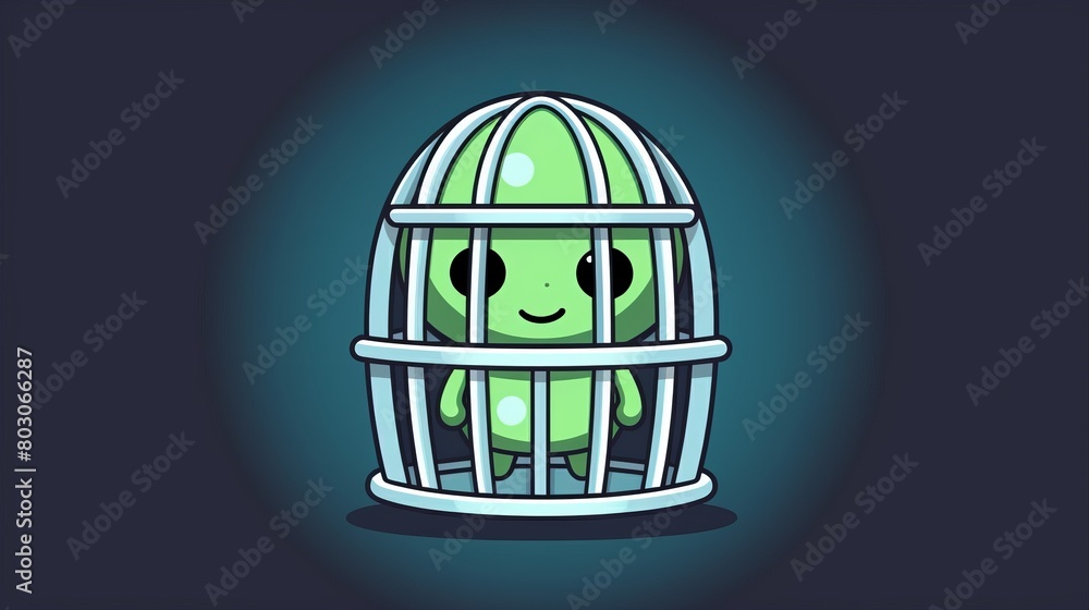 Cute alien in jail cell cartoon vector icon illustration science ...