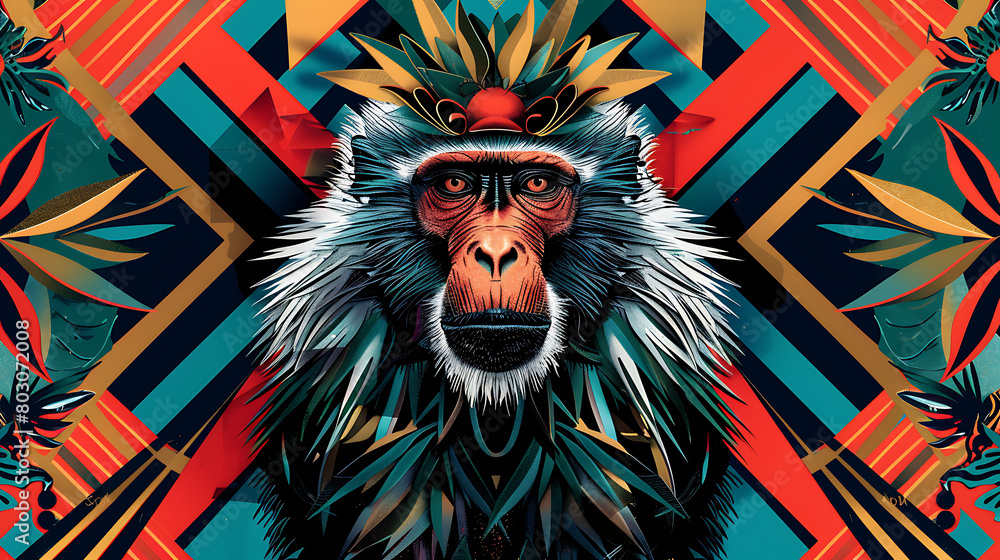 An empowering and motivational design showcasing a majestic Monkey in a ...