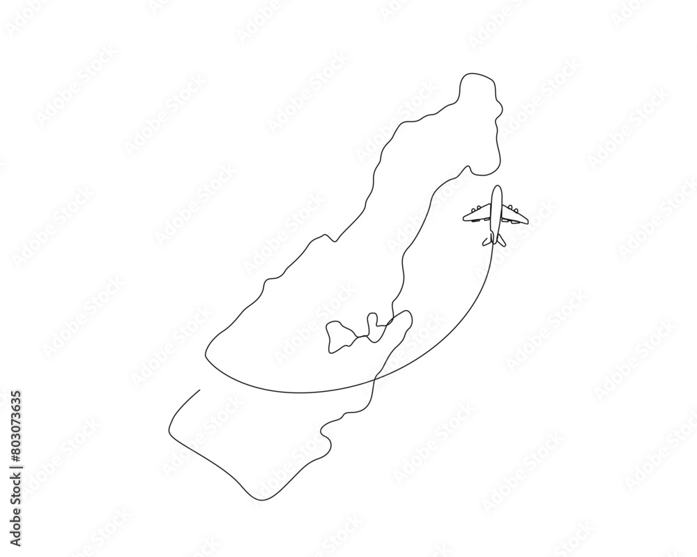 Continuous one line drawing of monaco map with airplane. Monaco map ...