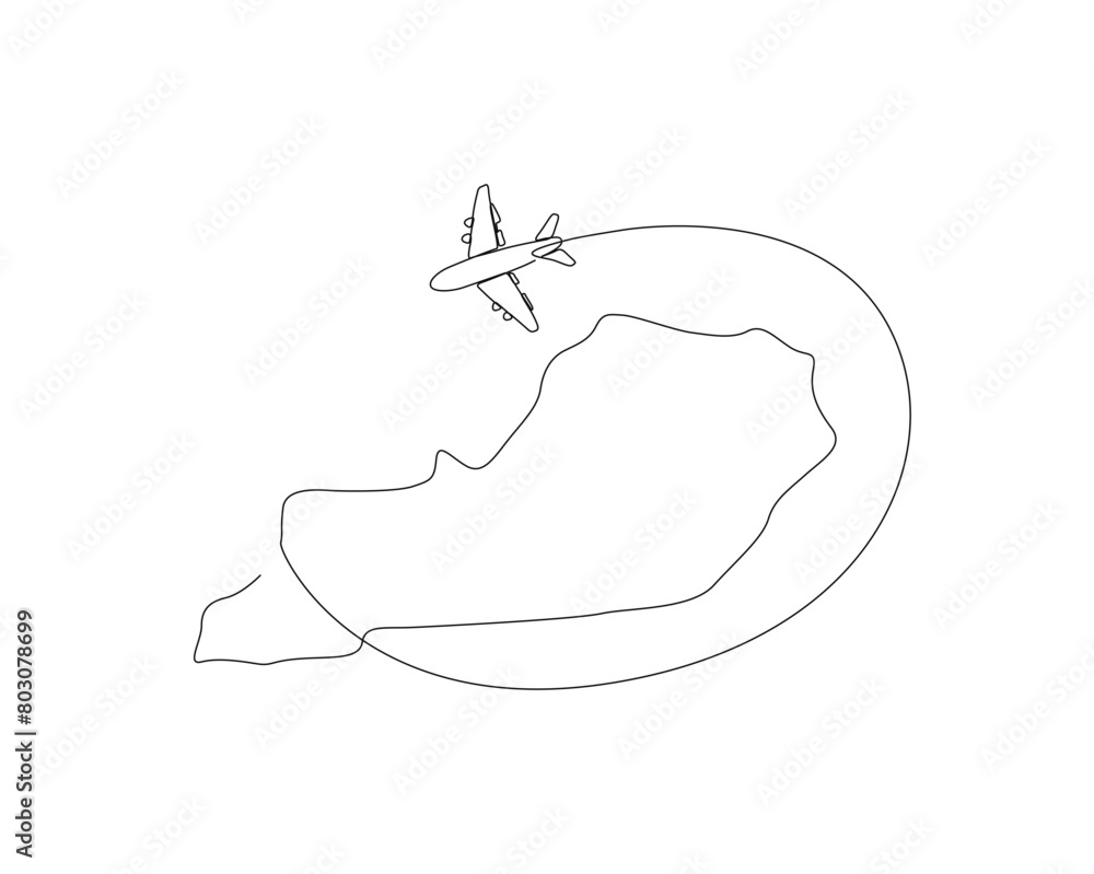 Continuous one line drawing of Kentucky map with airplane. Kentucky ...