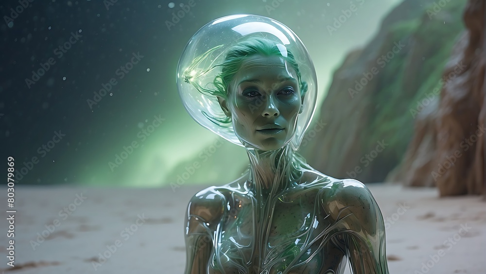 ภาพประกอบสต็อก Extraterrestrial female creature The elegance of ...