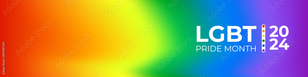 Pride month 2024 horizontal banner with gradient with pride colors flag ...