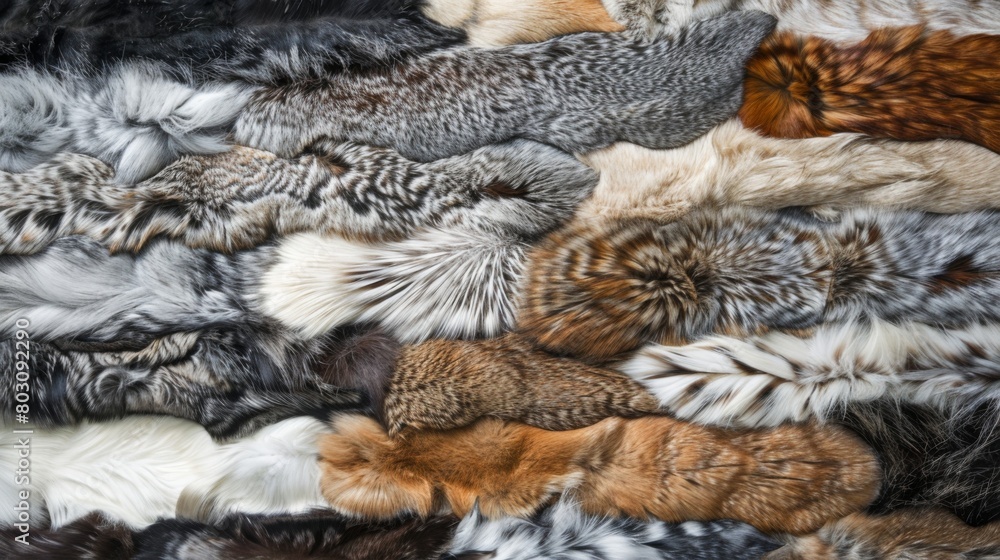 Assorted Fur Textures. A Mosaic of Natural Hues and Patterns Stock ...