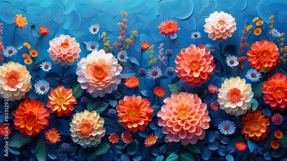 seamless chrysanthemum pattern, flowers oil painting, flora texture ...