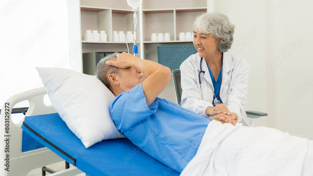 Senior Asian female doctor examining patient's health, basic procedures ...