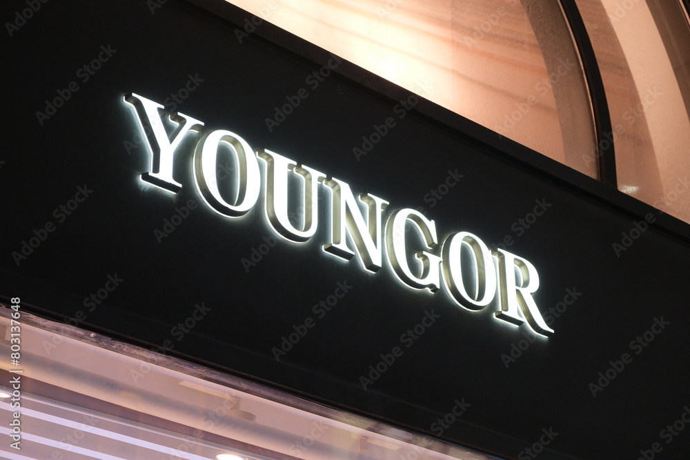 Shanghai,China-Sep. 3rd 2023: Youngor store sign company brand logo ...