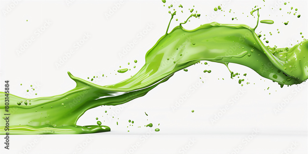 Green liquid splash isolated on white background, Matcha latte splash ...