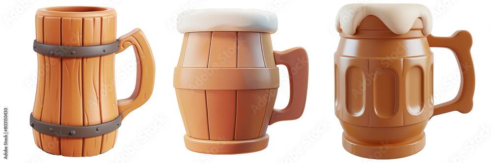 PNG tankard 3d icons and objects collection, in cartoon style minimal ...