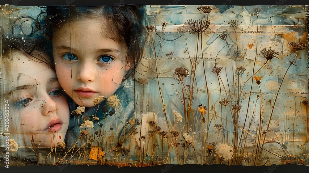 artwork combining photographs and drawings to represent the memories ...