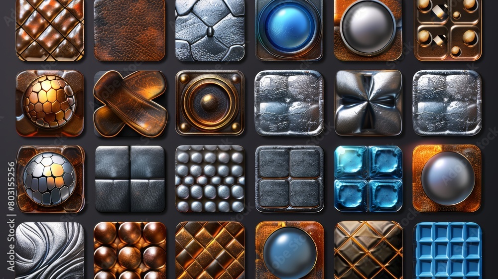Sample texture files: game UX app icons, square buttons, toys, bamboo ...