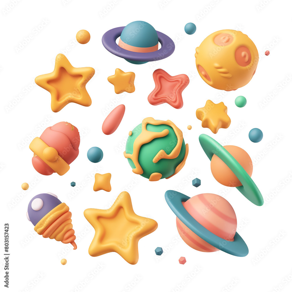 PNG space debris 3d icons and objects , in cartoon style minimal on ...