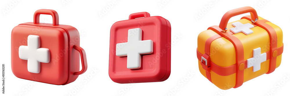 PNG first aid kit 3d icons and objects collection, in cartoon style ...