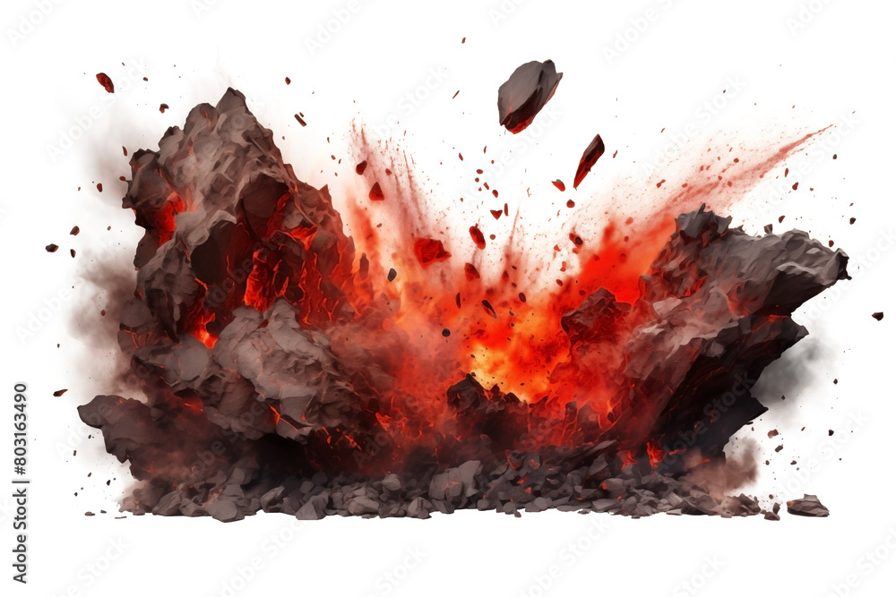 Red lava Explosion border with Flying rocks PNG Boom Detonation ...