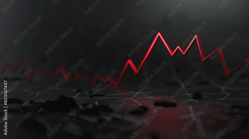 A graph with red lines and a black background. The graph is showing a ...