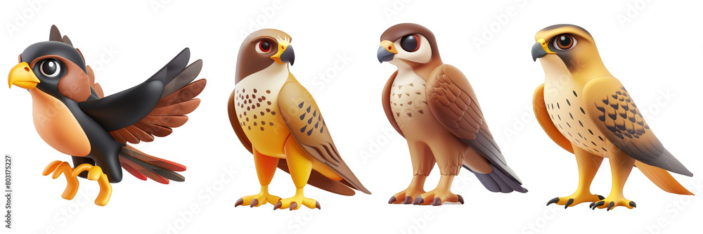 PNG falcon 3d icons and objects collection, in cartoon style minimal on ...