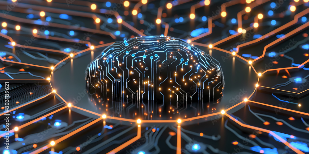 Neural circuit and electronic cyber brain in a quantum computing system, concept of artificial ...