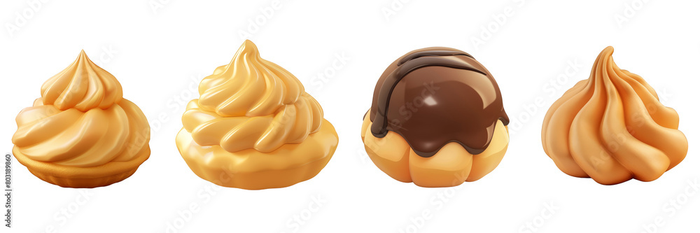 PNG profiterole 3d icons and objects collection, in cartoon style ...