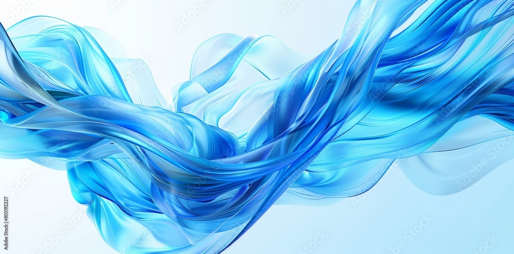 Blue and white abstract background featuring wave-like patterns creating a dynamic visual effect ...