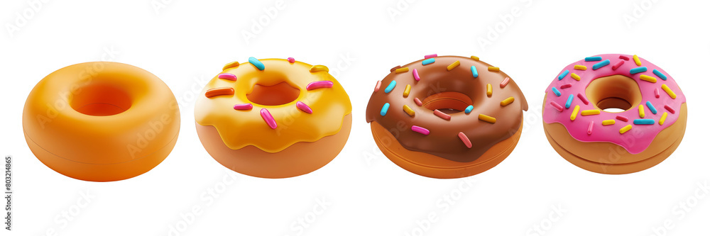 PNG donut 3d icons and objects collection, in cartoon style minimal on ...