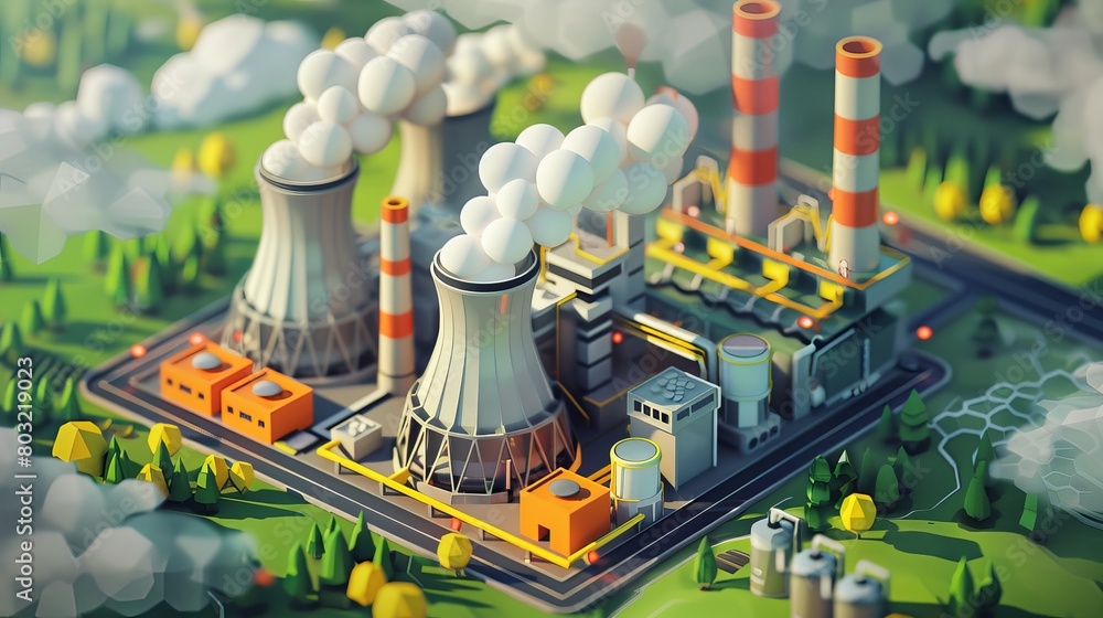 Power plant with nuclear reactor concept. Generating electricity or ...