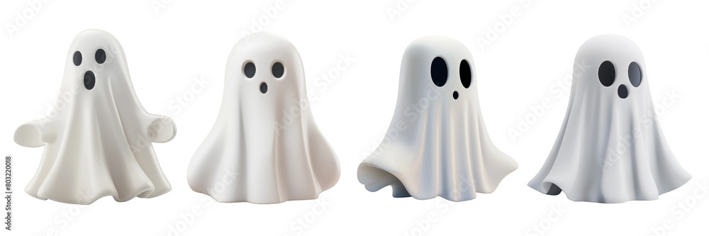 PNG haunting ghost 3d icons and objects collection, in cartoon style ...