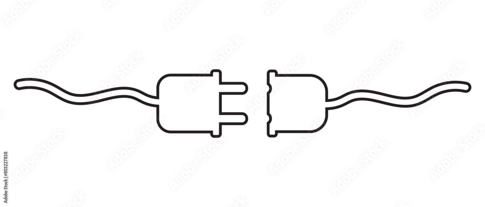 Power plug line icon, vector, symbol. Electric power plug silhouette ...
