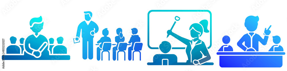 Teacher with students clipart collection, symbol, logos, icons isolated ...